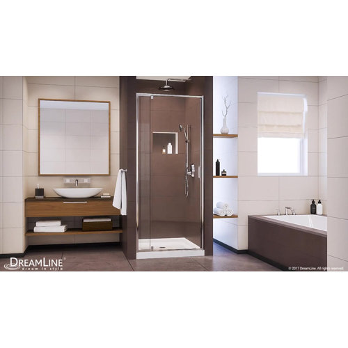 DreamLine Flex 32" x 76.75" Square Pivot Shower Enclosure with Base Included | Wayfair